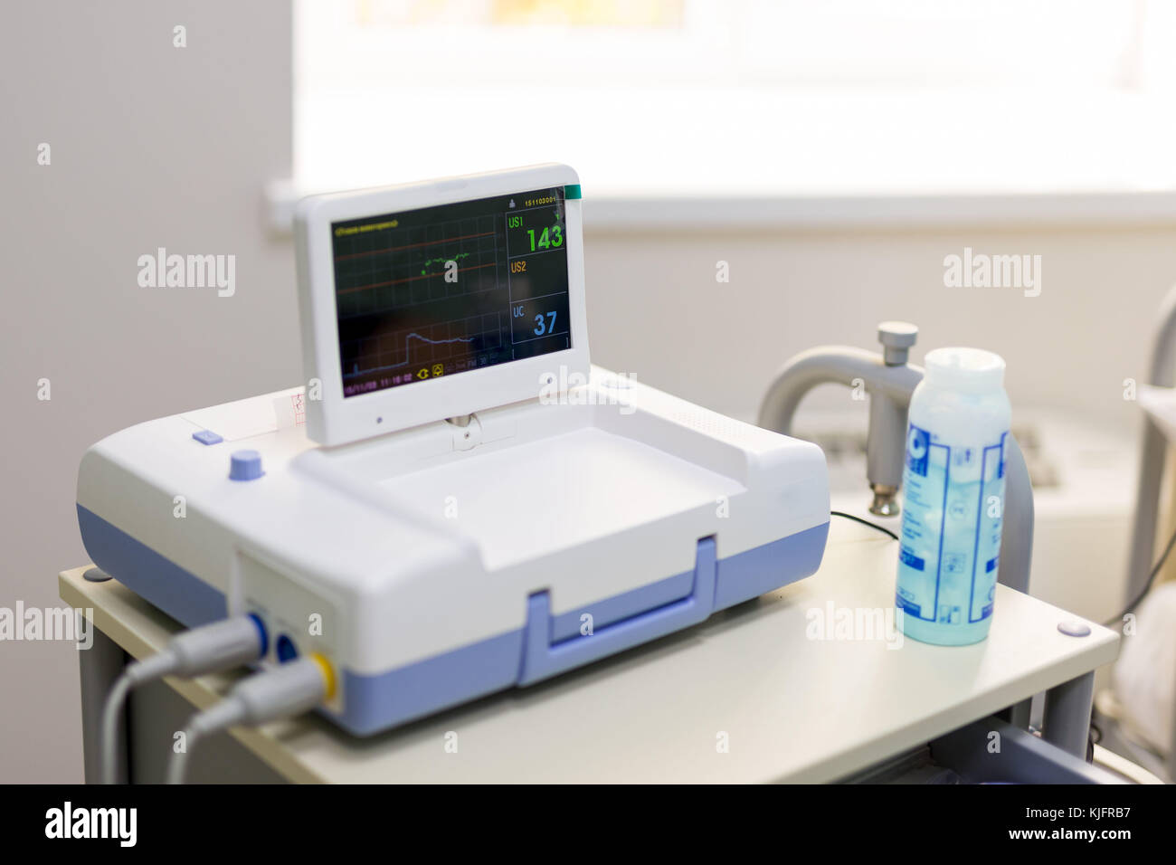 Cardiotocograph device in a hospital to examine fetus heartbeat and ...
