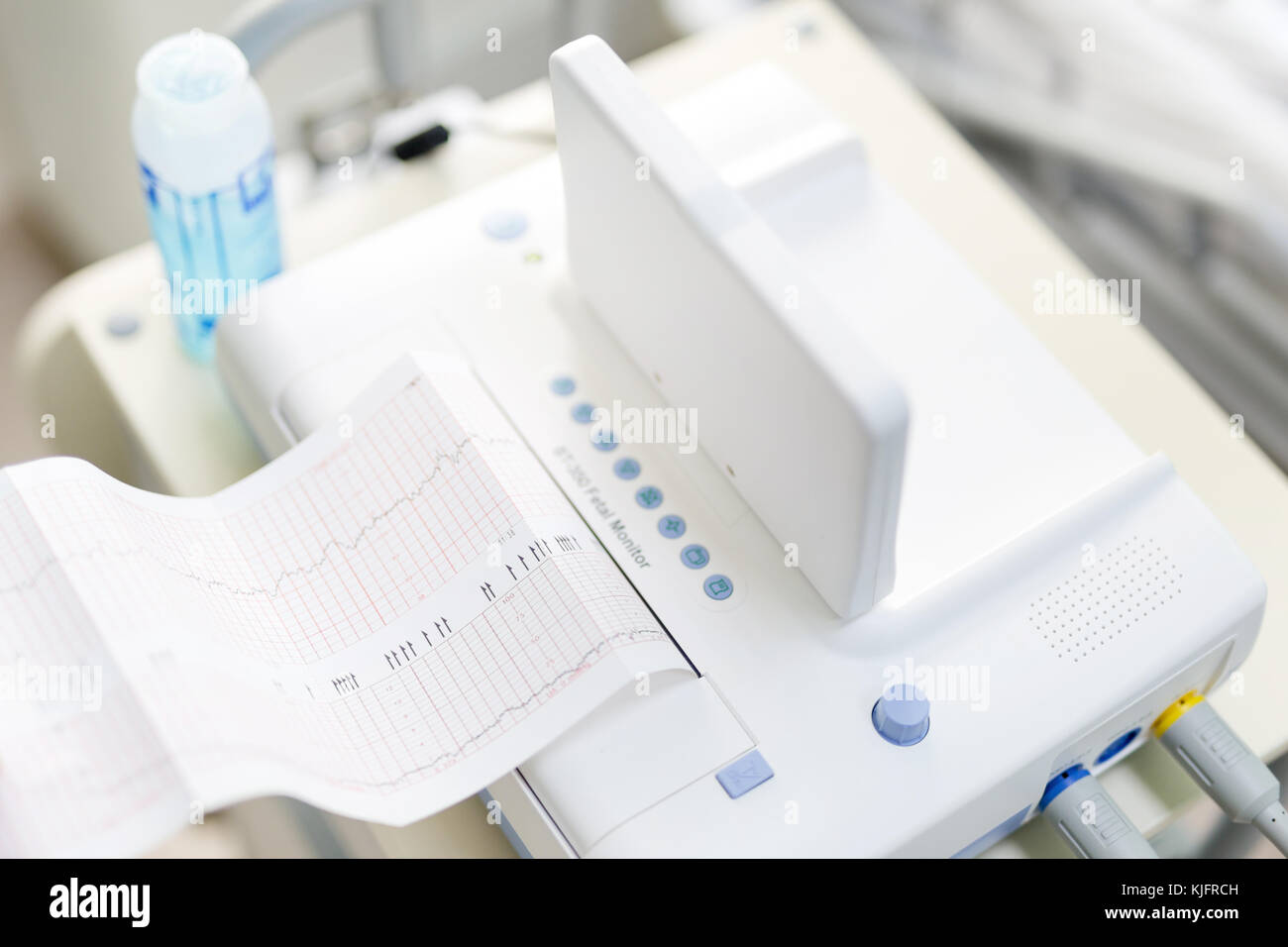 Cardiotocograph device in a hospital to examine fetus heartbeat and ...