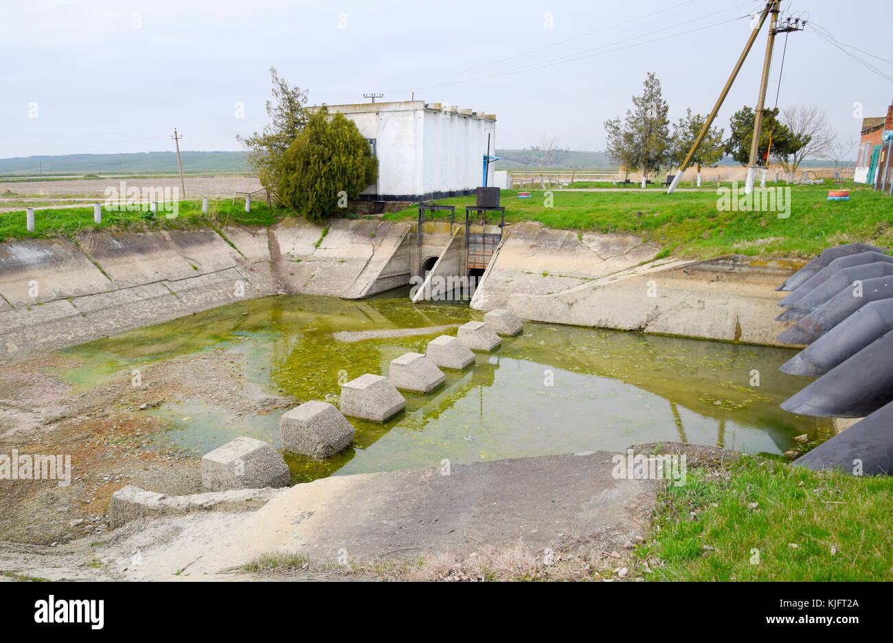 Water pumping station of irrigation system of rice fields Stock Photo ...