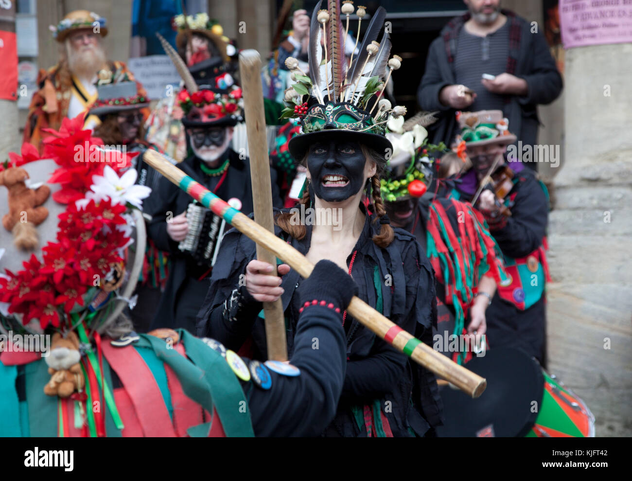 Border Morris dancers perform at the Stroud Wassail outside the ...