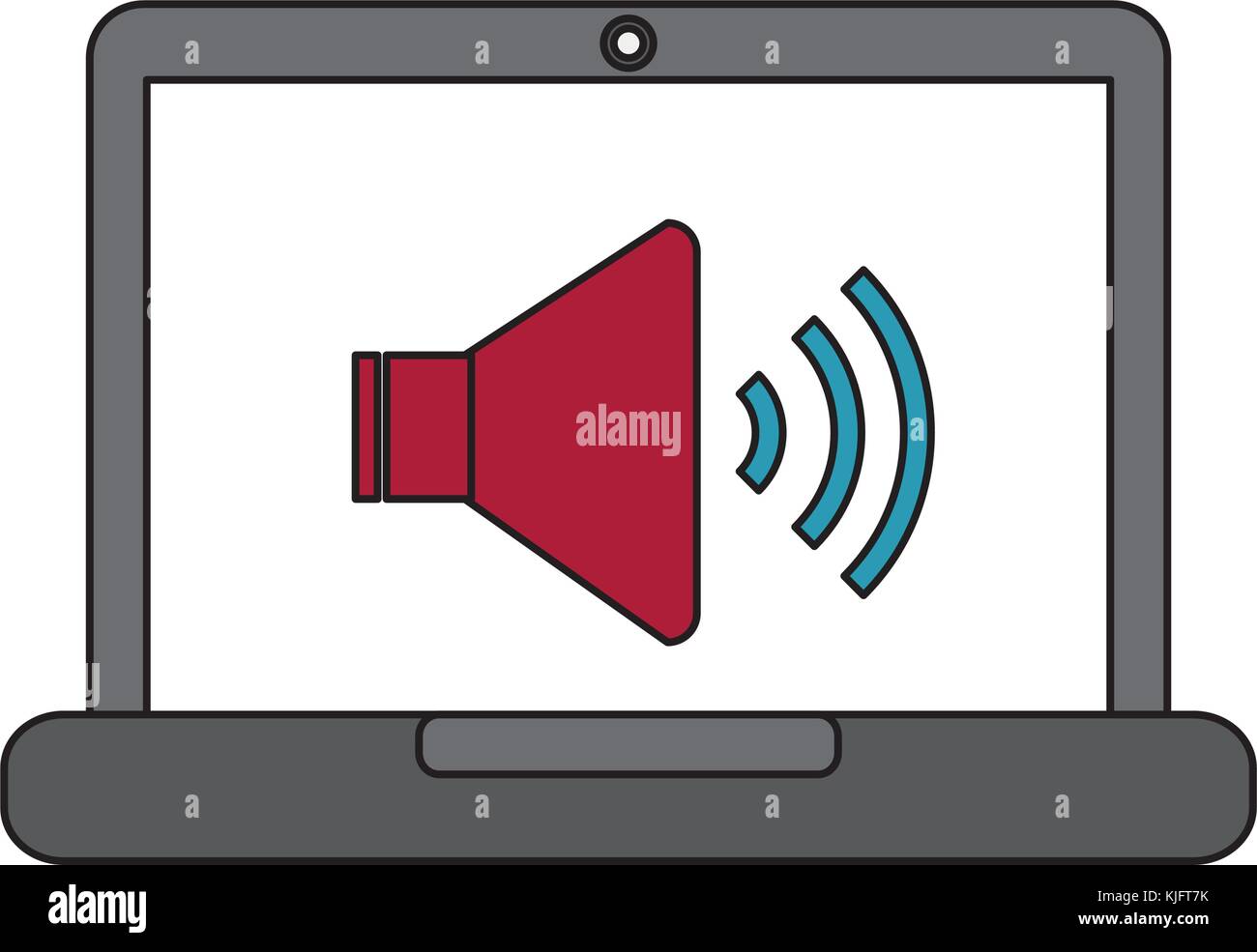 laptop with speaker sound on screen volume design Stock Vector Image ...