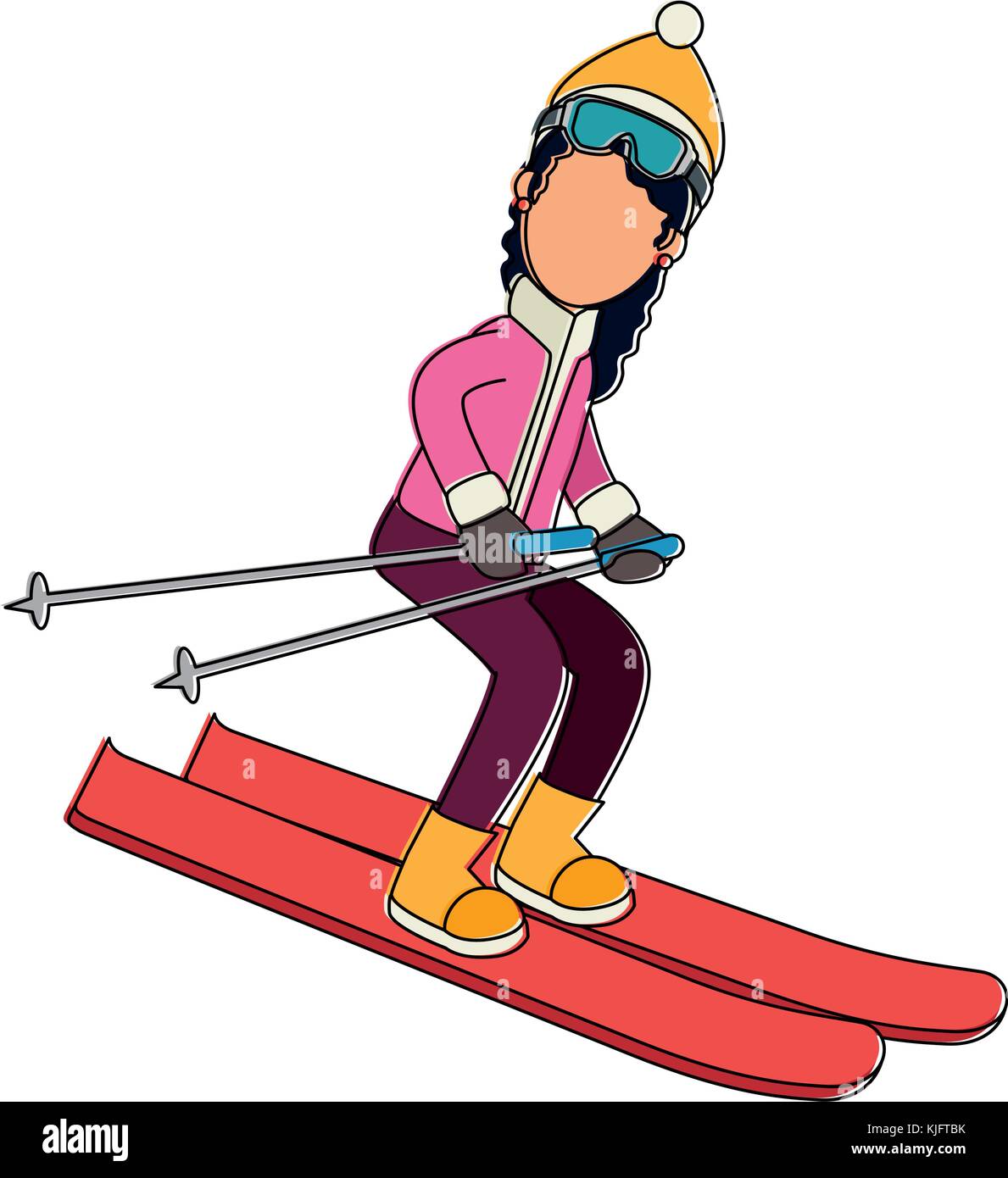 Cartoon Of Woman Skiing High Resolution Stock Photography and Images ...