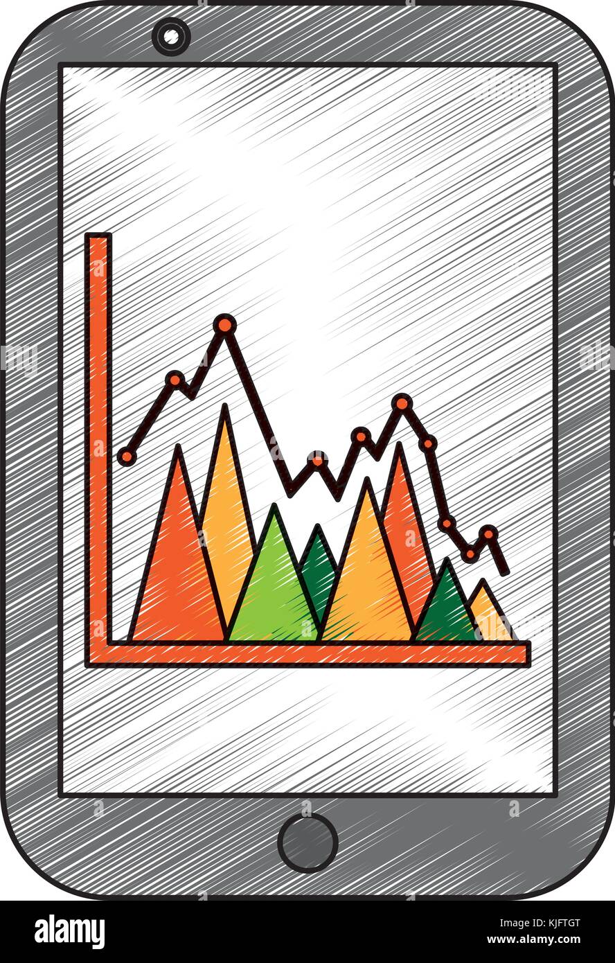 graph chart on cellphone screen icon image Stock Vector Image & Art - Alamy