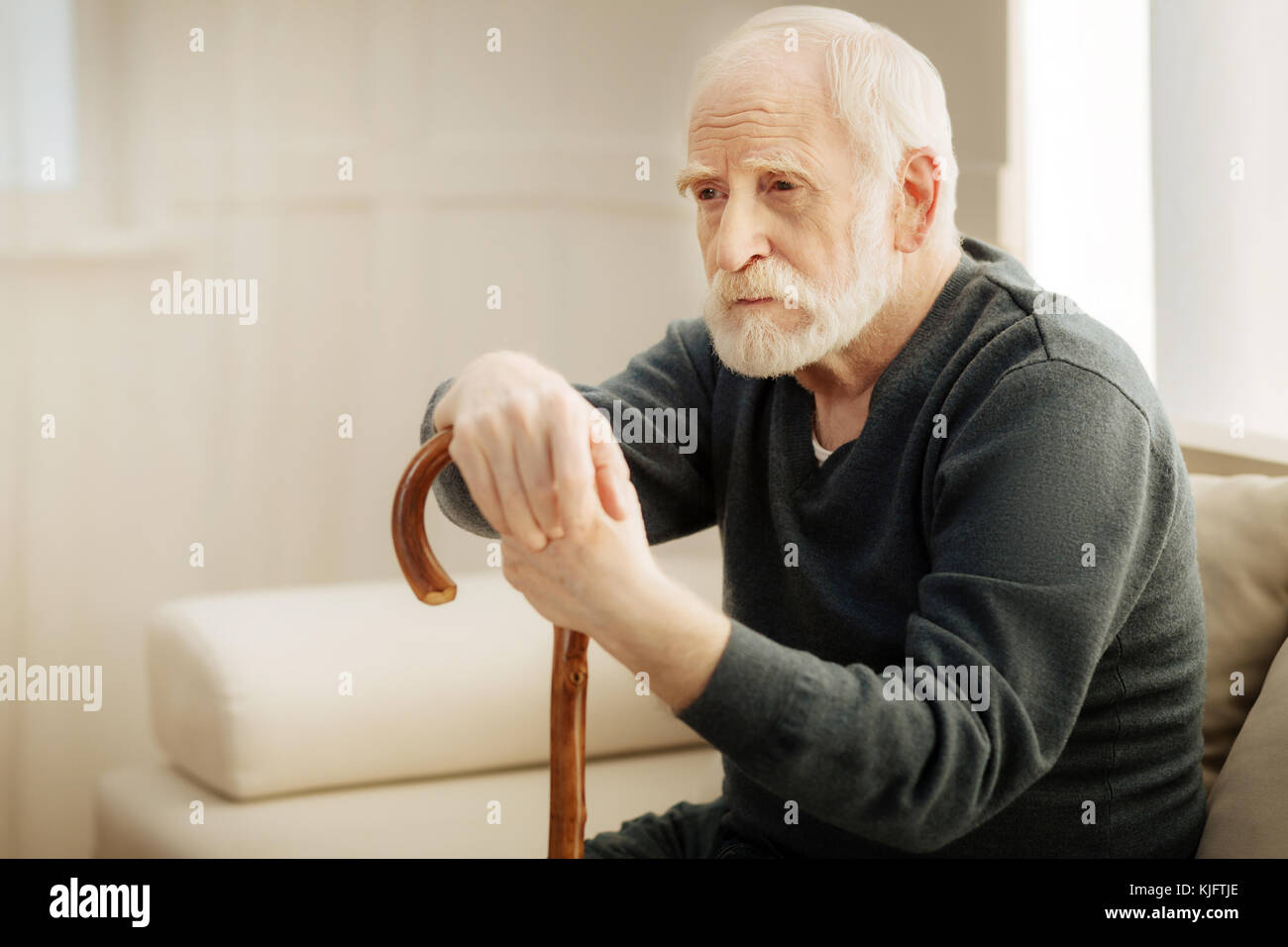 Thoughtful bearded man dreaming about his wife Stock Photo - Alamy