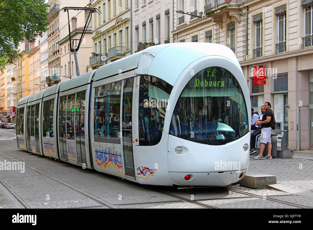LYON, FRANCE - JUNE 15, 2016: Modern tram on the street of Lyon Stock ...