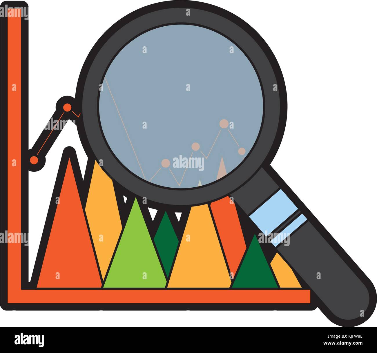 graph chart with magnifying glass icon image Stock Vector Image & Art ...