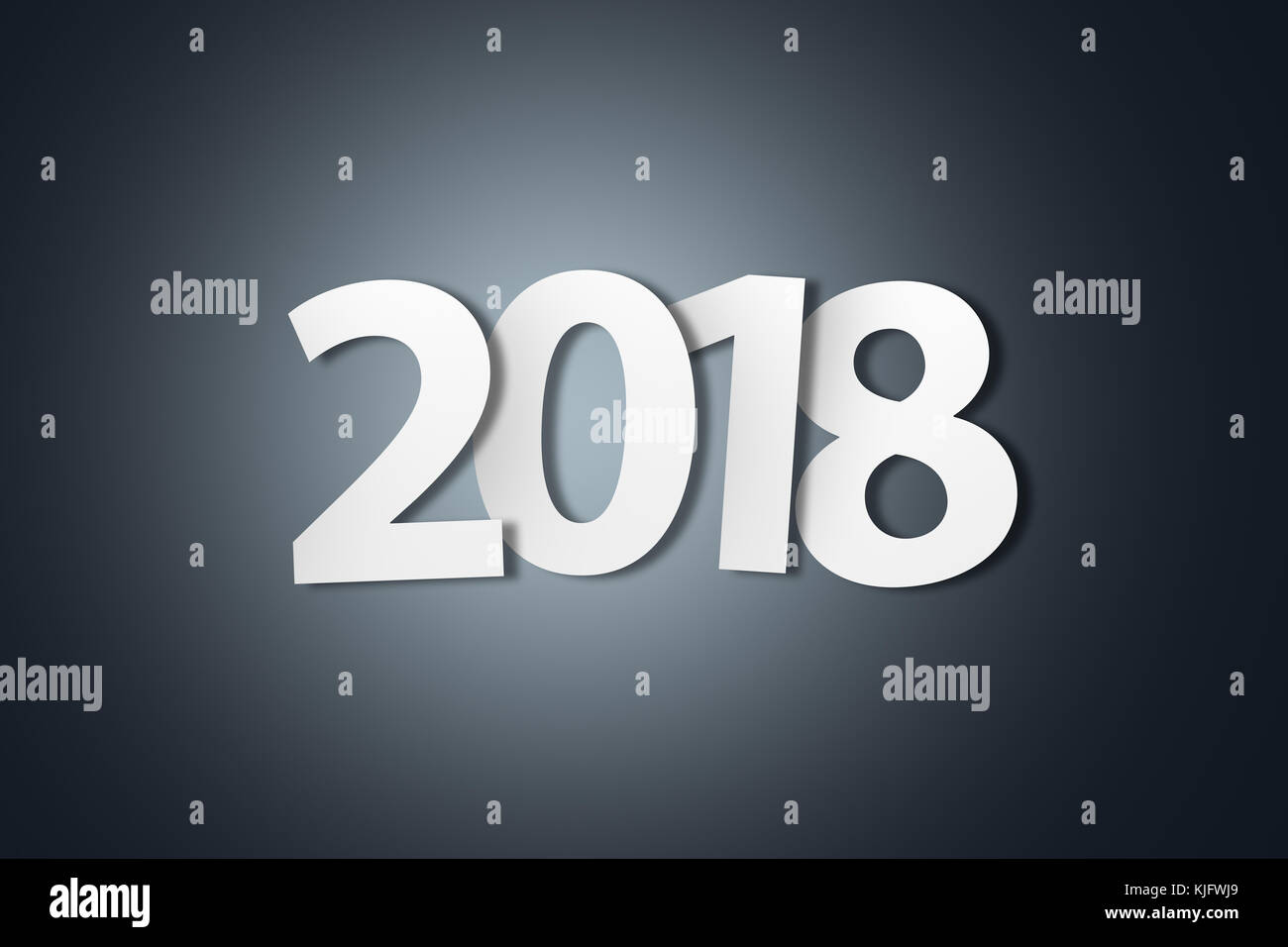 Illustrative number of 2018 date time written with white paper letter ...