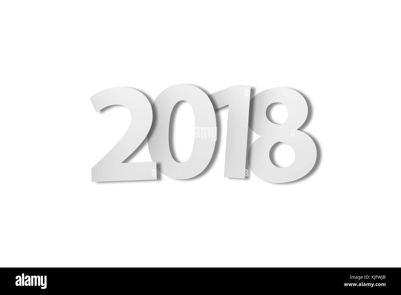 Illustrative number of 2018 date time written with white paper letter ...