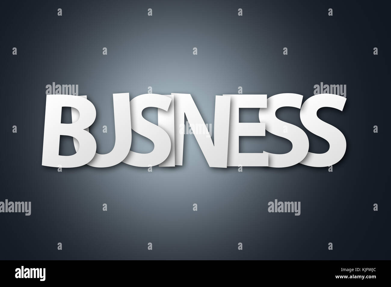Illustrative word of business written with white paper letter on dark ...