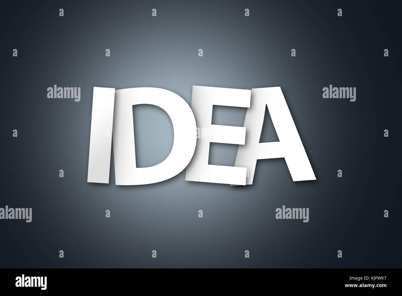 Illustrative word of idea written with white paper letter on dark ...