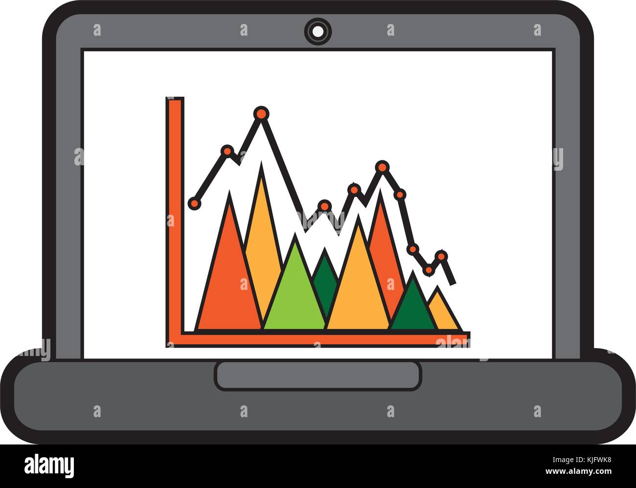laptop computer screen financial business chart graph Stock Vector ...