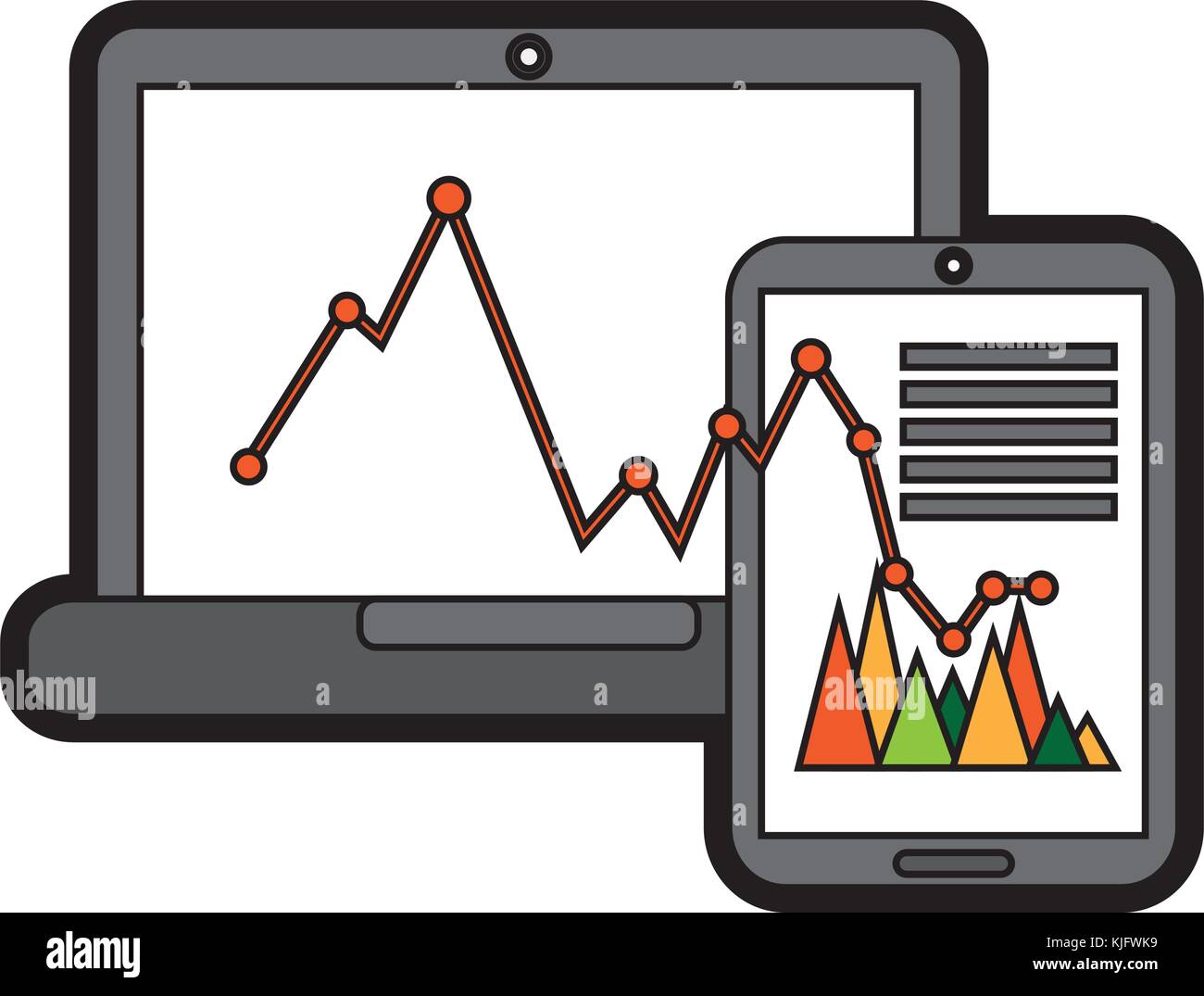 laptop computer mobile screen chart graph business app Stock Vector ...