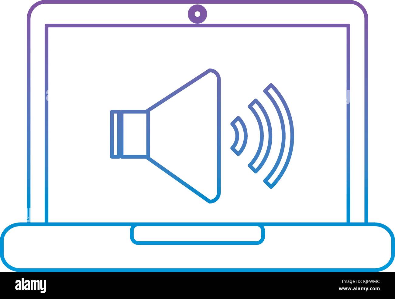 laptop with speaker sound on screen volume design Stock Vector Image ...