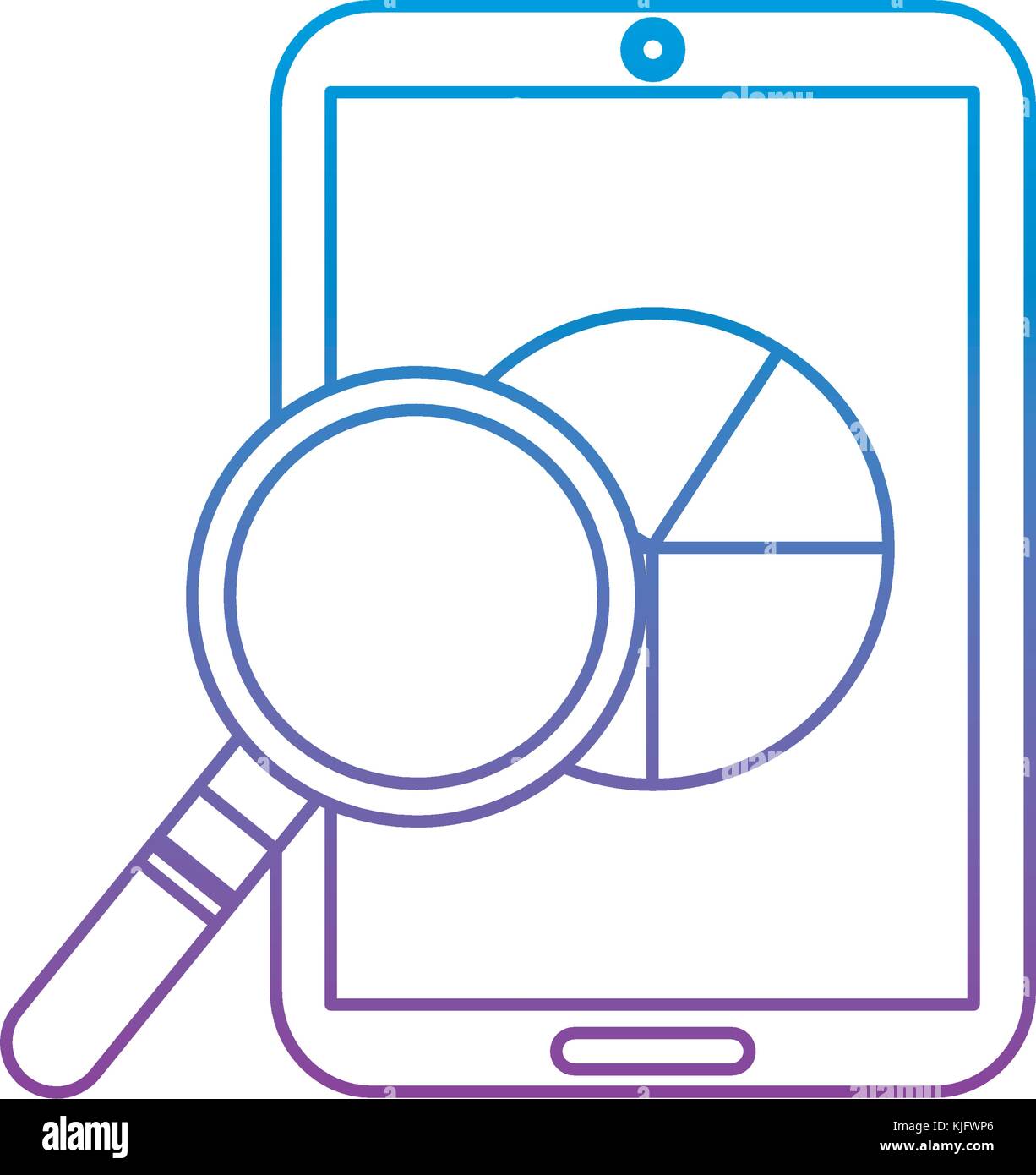 mobile phone and pie chart statistics magnifier digital Stock Vector ...