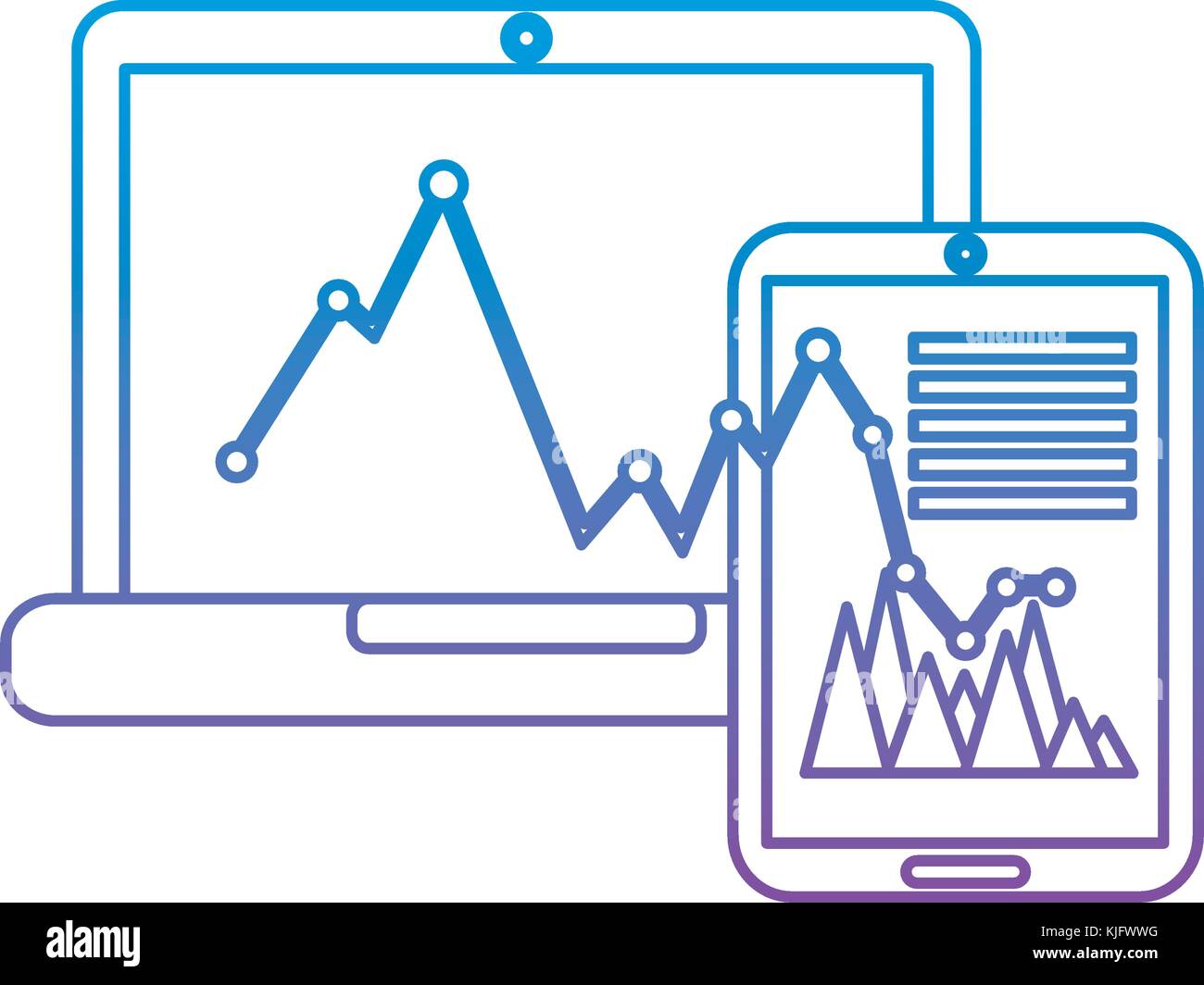 laptop computer mobile screen chart graph business app Stock Vector ...