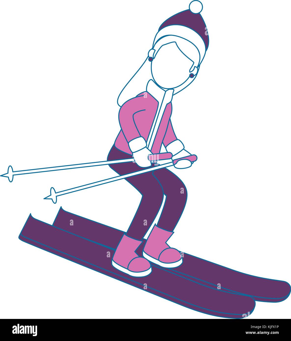 Cartoon Of Woman Skiing High Resolution Stock Photography and Images ...
