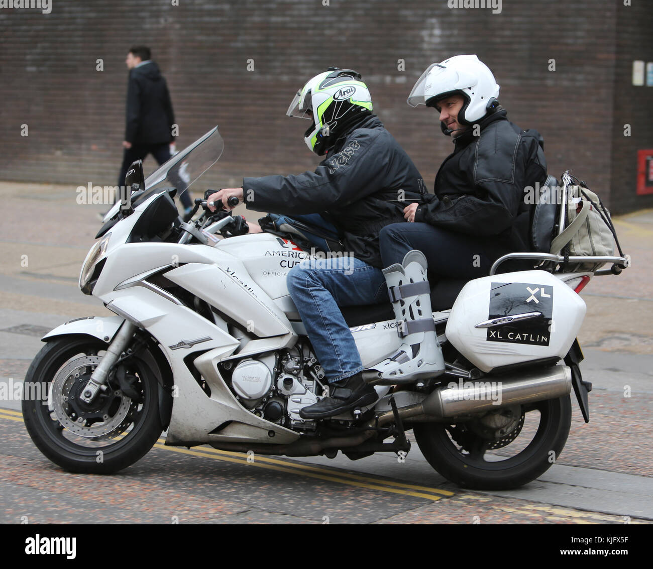 Ben Shepherd leaving ITV Studios wearing a walking brace Featuring: Ben ...