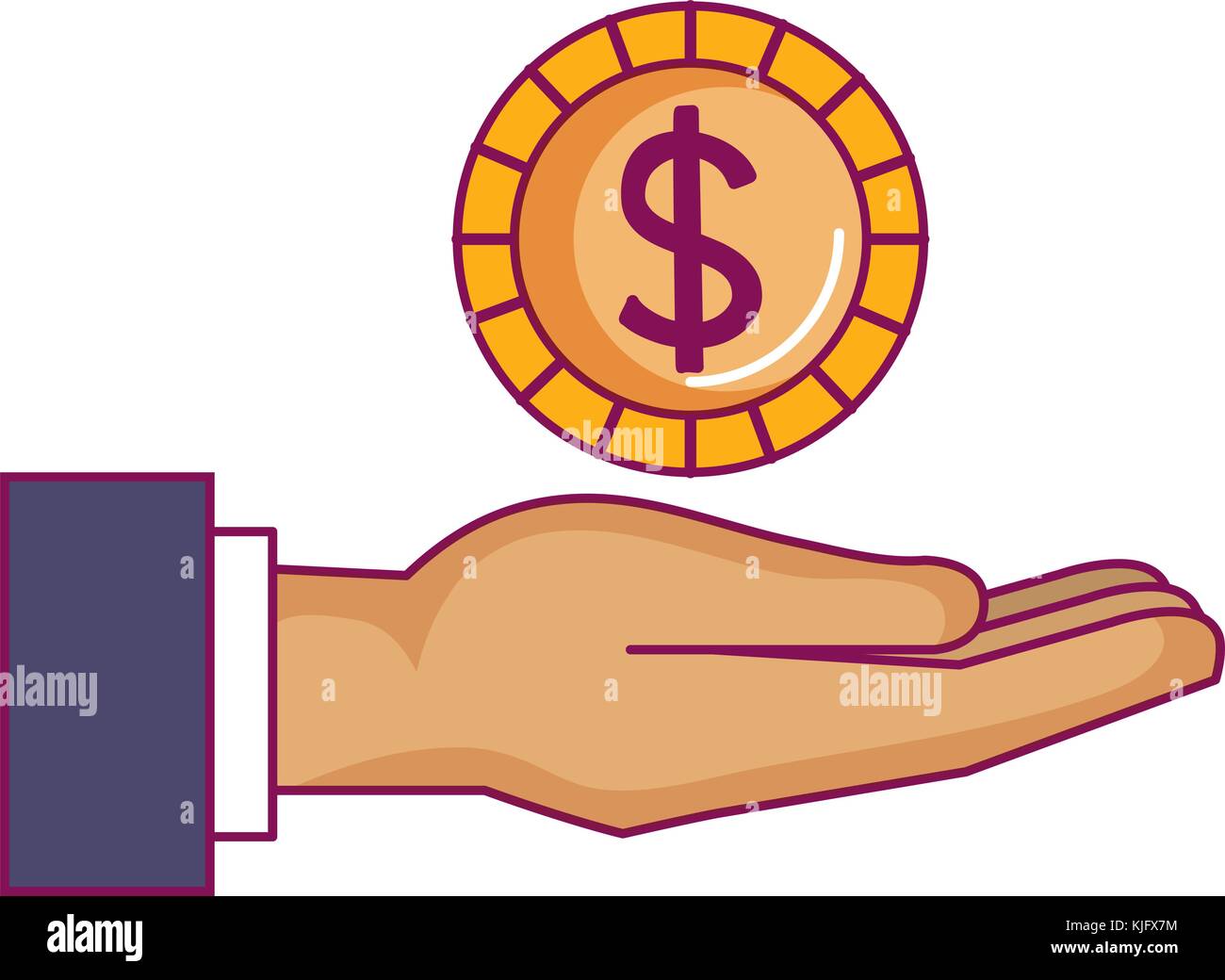 hand with coin money vector illustration design Stock Vector Image ...