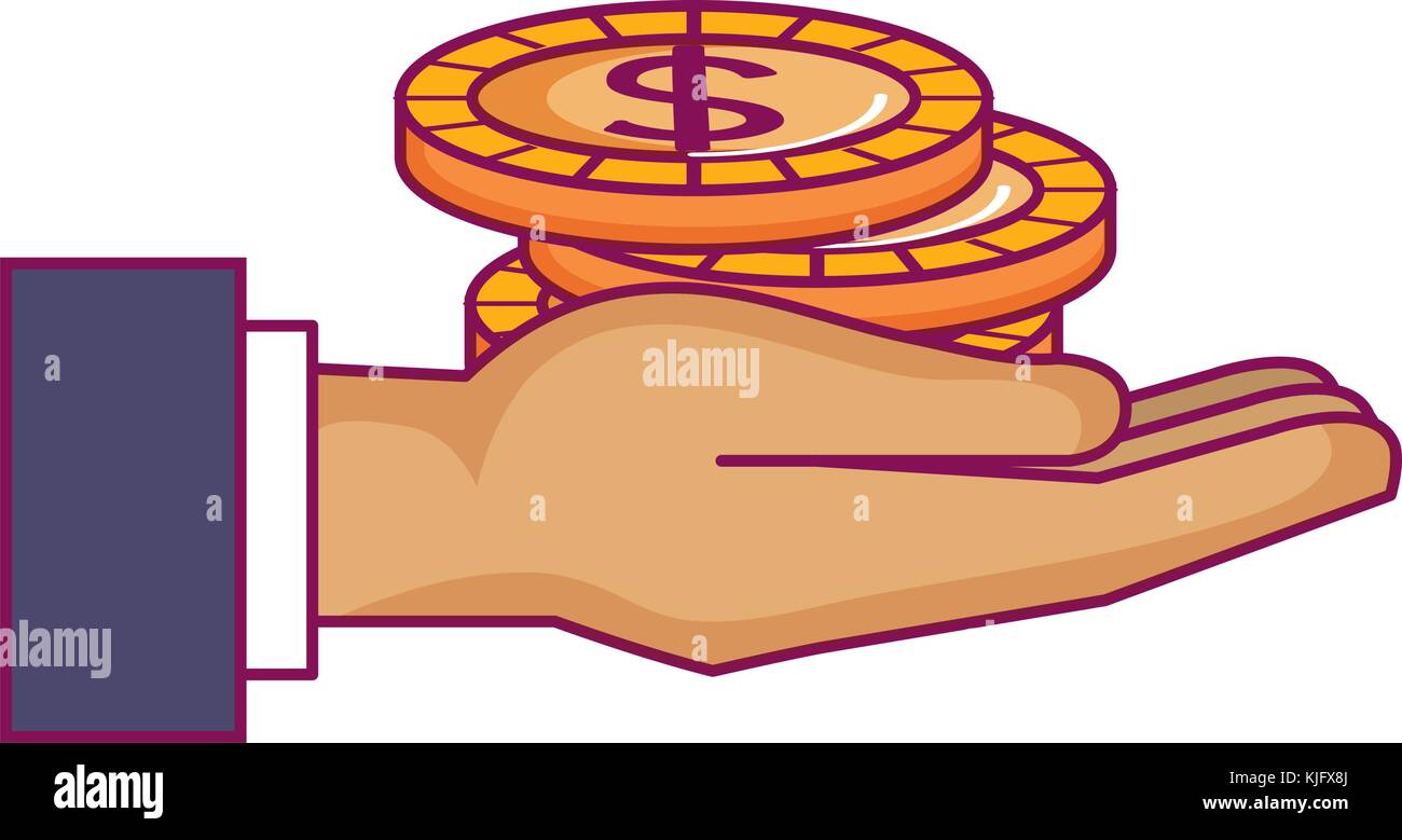 hand with coin money vector illustration design Stock Vector Image ...