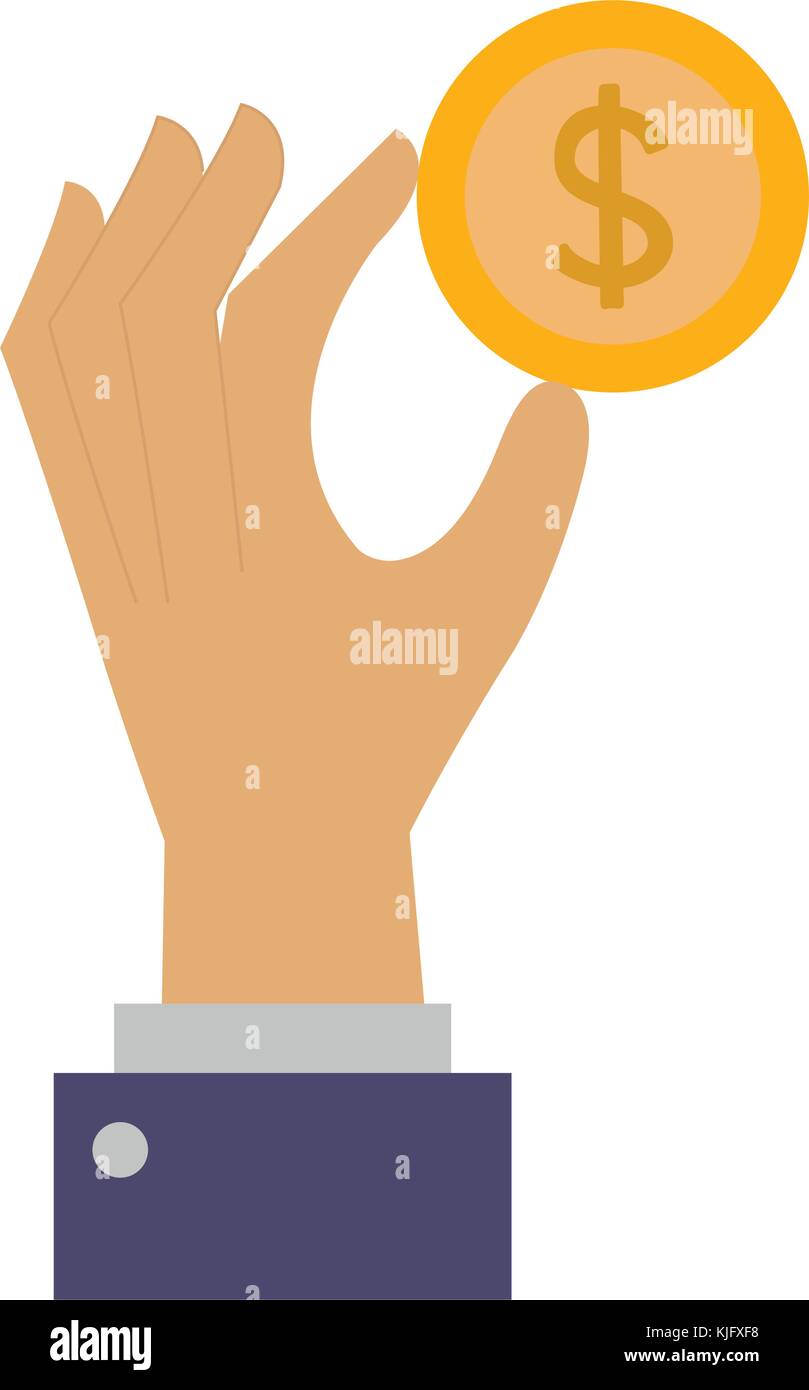 hand with coin money vector illustration design Stock Vector Image ...