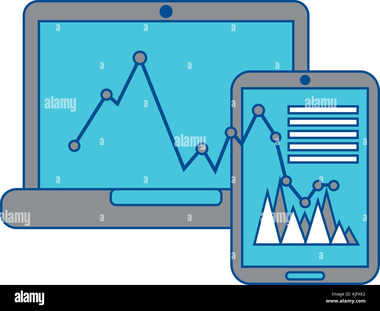 laptop computer mobile screen chart graph business app Stock Vector ...