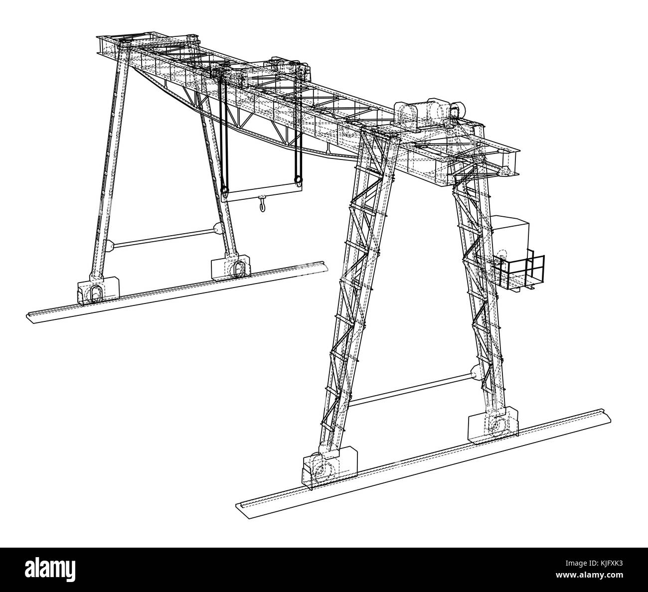 Gantry crane. Wire-frame. Vector EPS10 format Stock Vector Image & Art ...