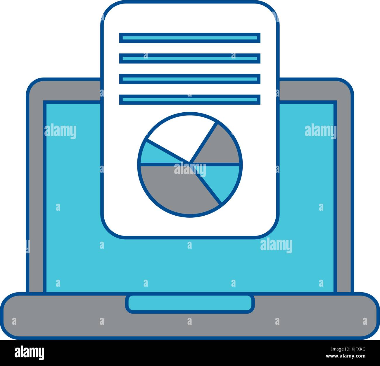 laptop computer screen document file graph diagram Stock Vector Image ...
