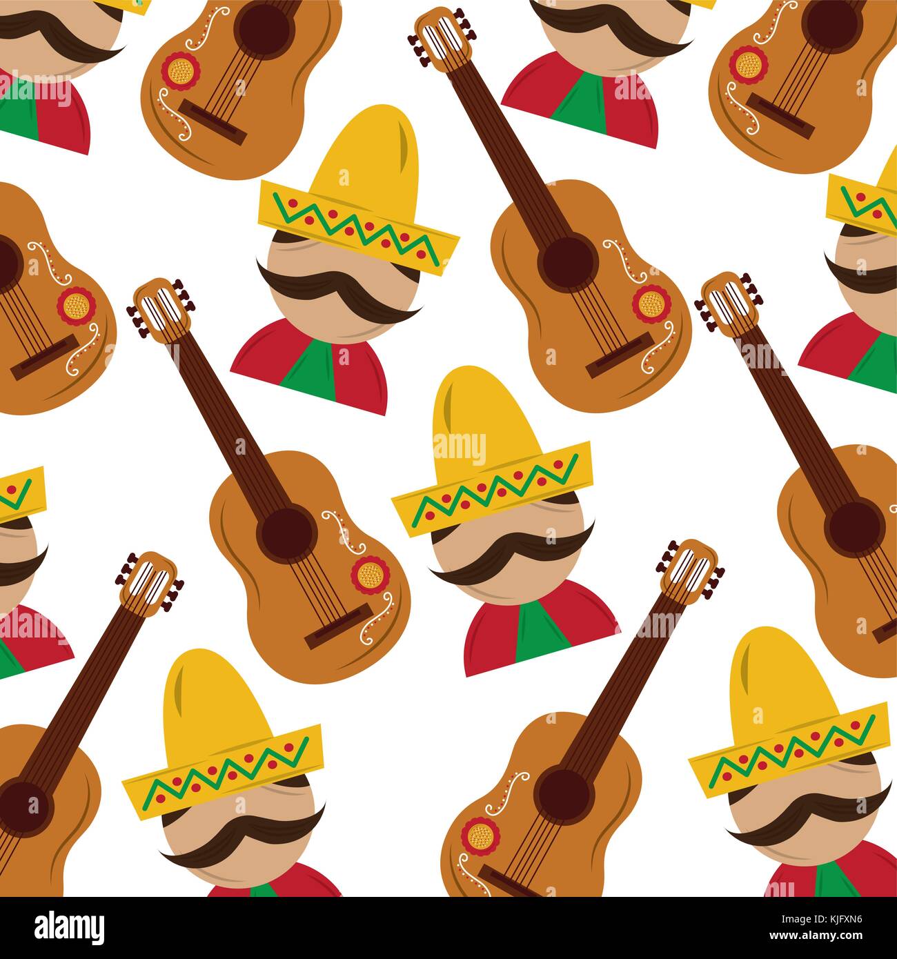 mexican man and guitar tradition seamless pattern image Stock Vector ...
