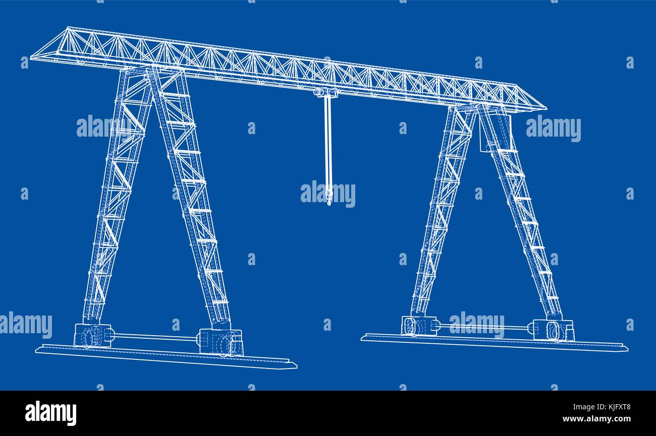 Gantry crane. Wire-frame. Vector EPS10 format Stock Vector Image & Art ...