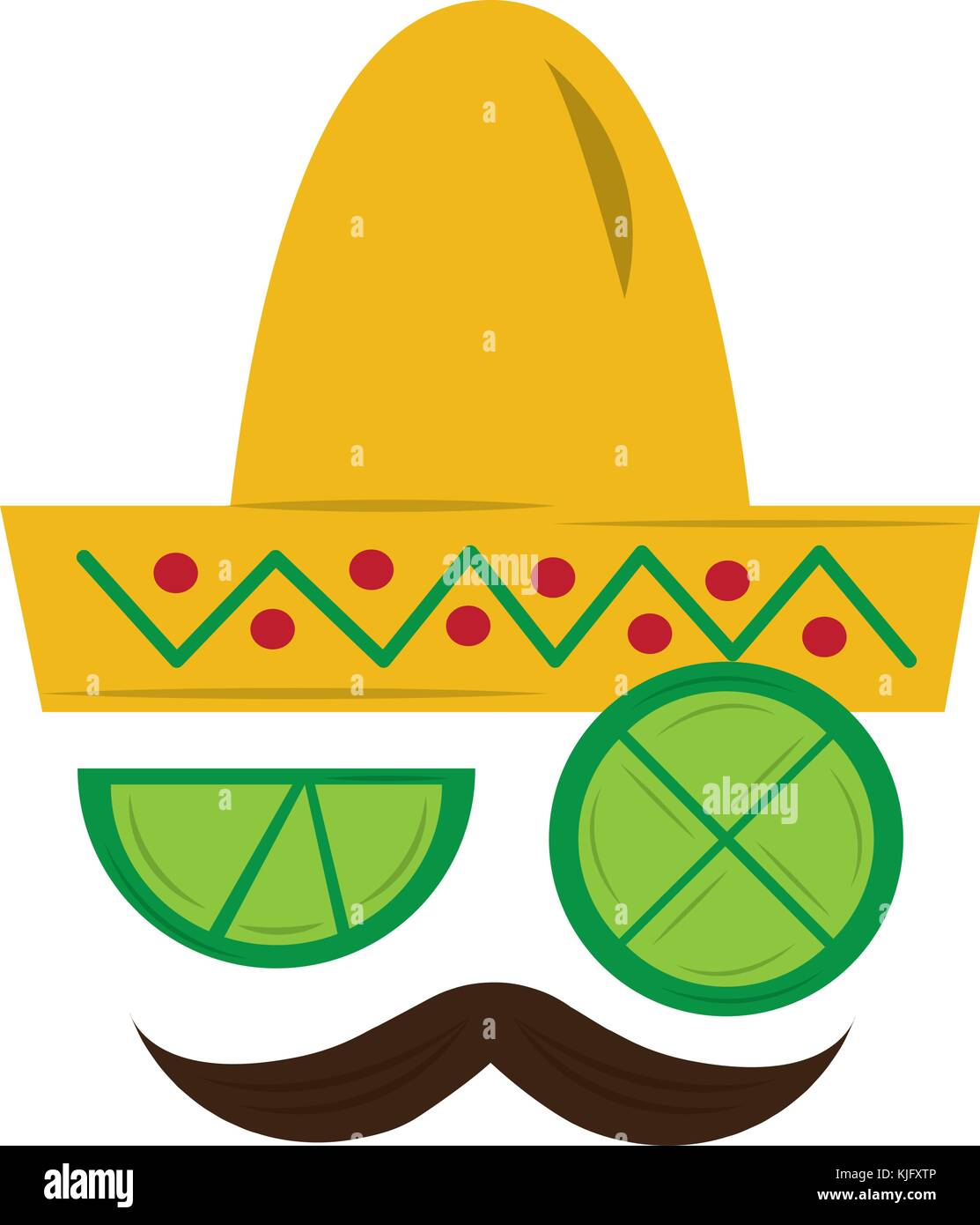mexican hat and mustache with slice lemon culture symbol Stock Vector ...
