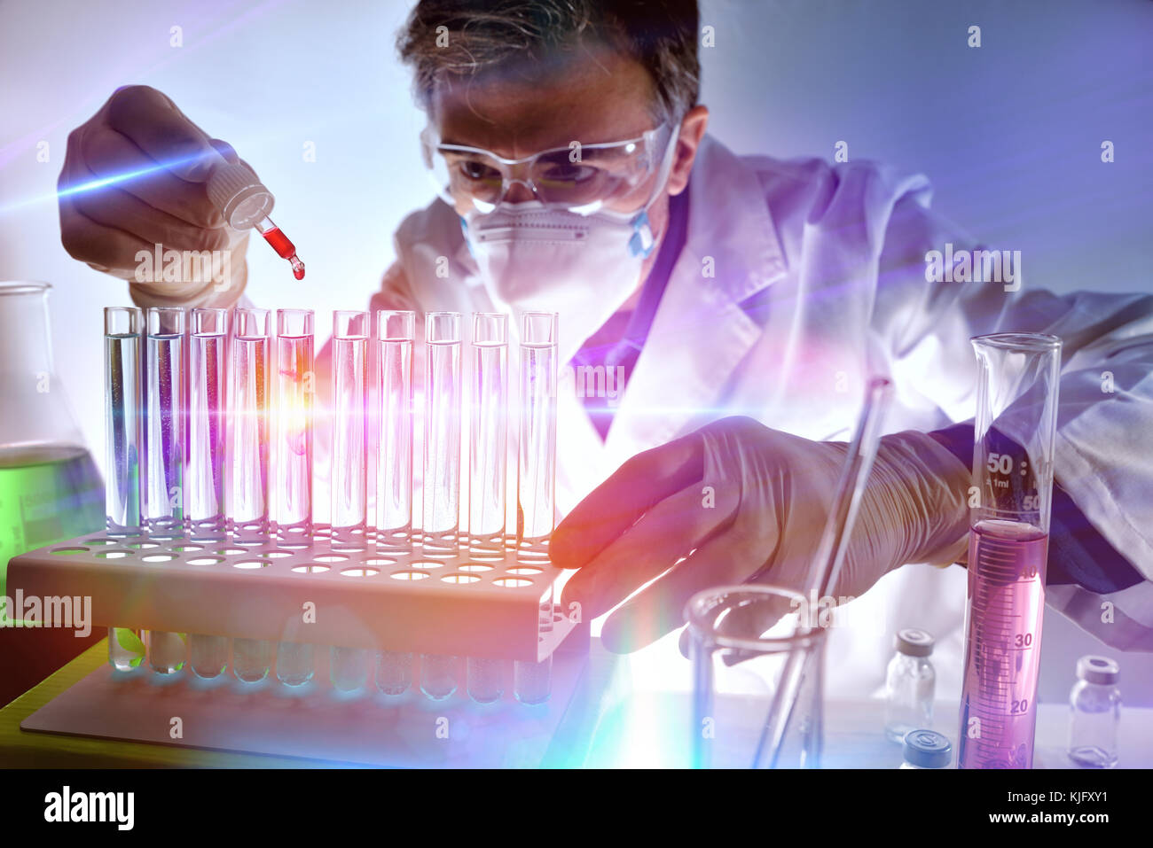 Chemical equipped with protective elements analyzing different ...