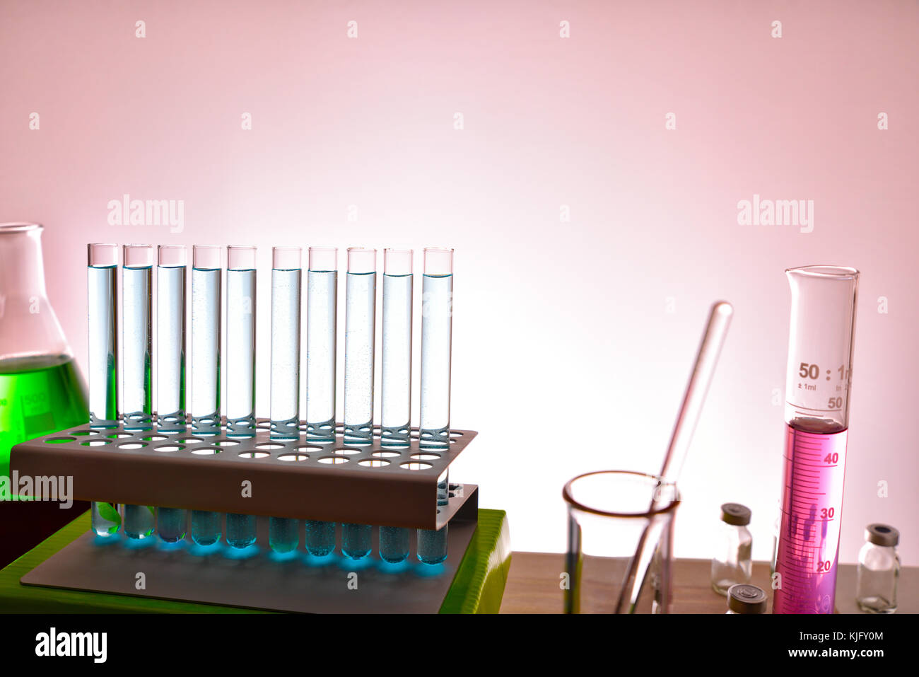 Laboratory table with research and development material with glass ...