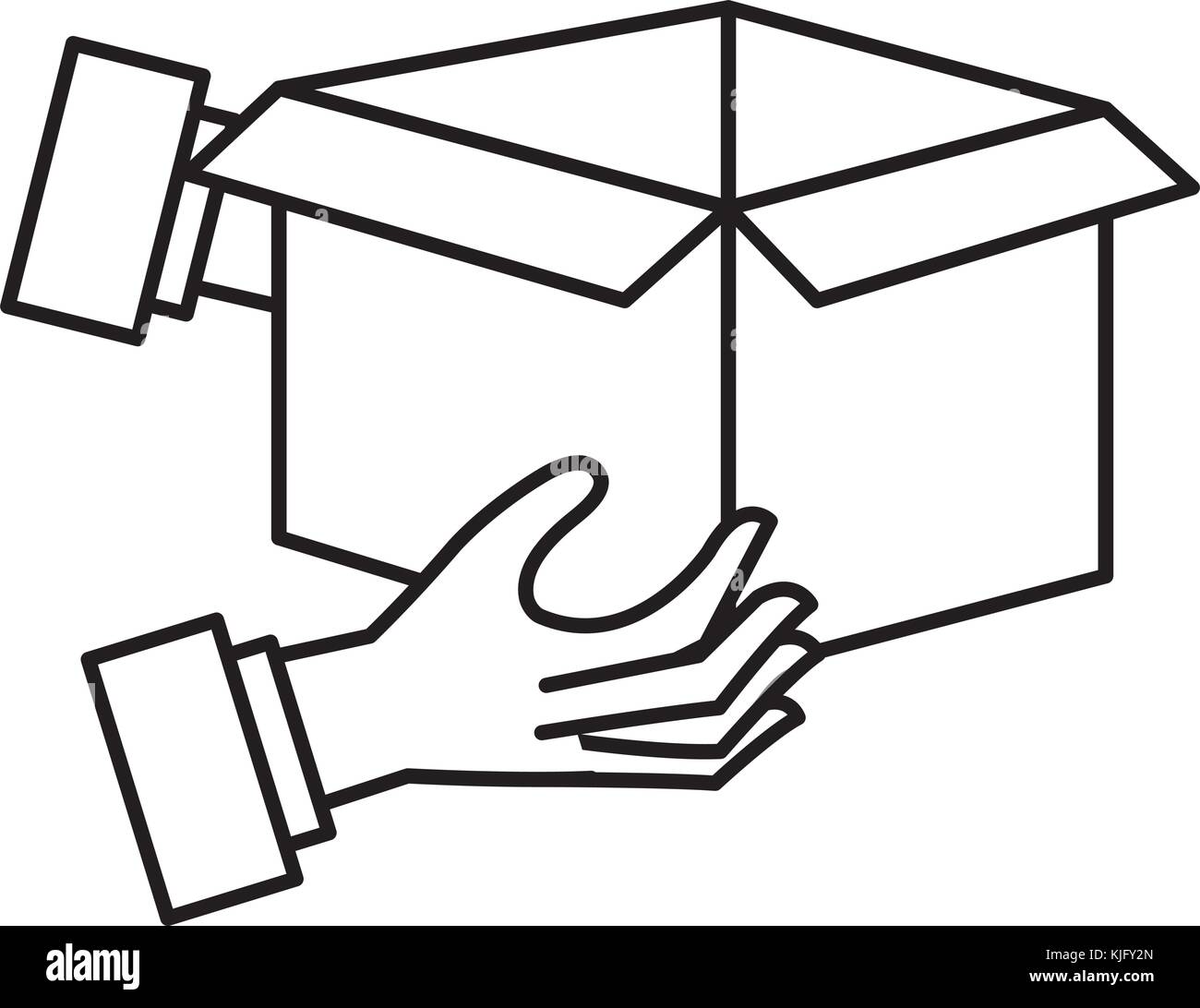 hands with carton box vector illustration design Stock Vector Image ...
