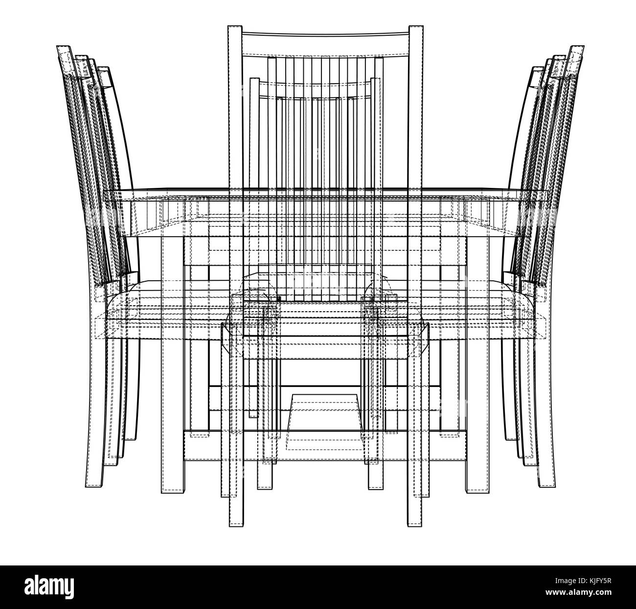 Dinner table with chairs. Vector rendering of 3d Stock Vector Image ...
