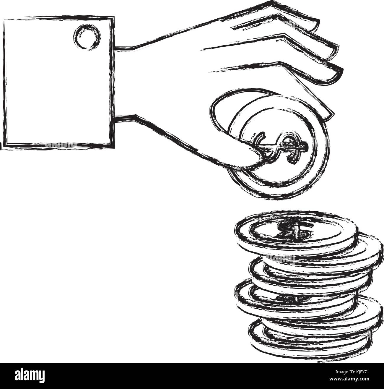hand with coin money vector illustration design Stock Vector Image ...