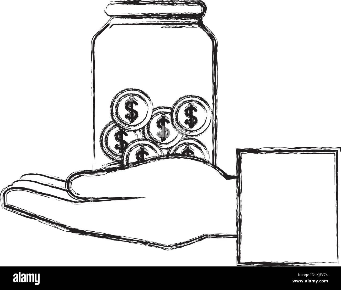 hand saver with glass jar and coins money vector illustration design ...