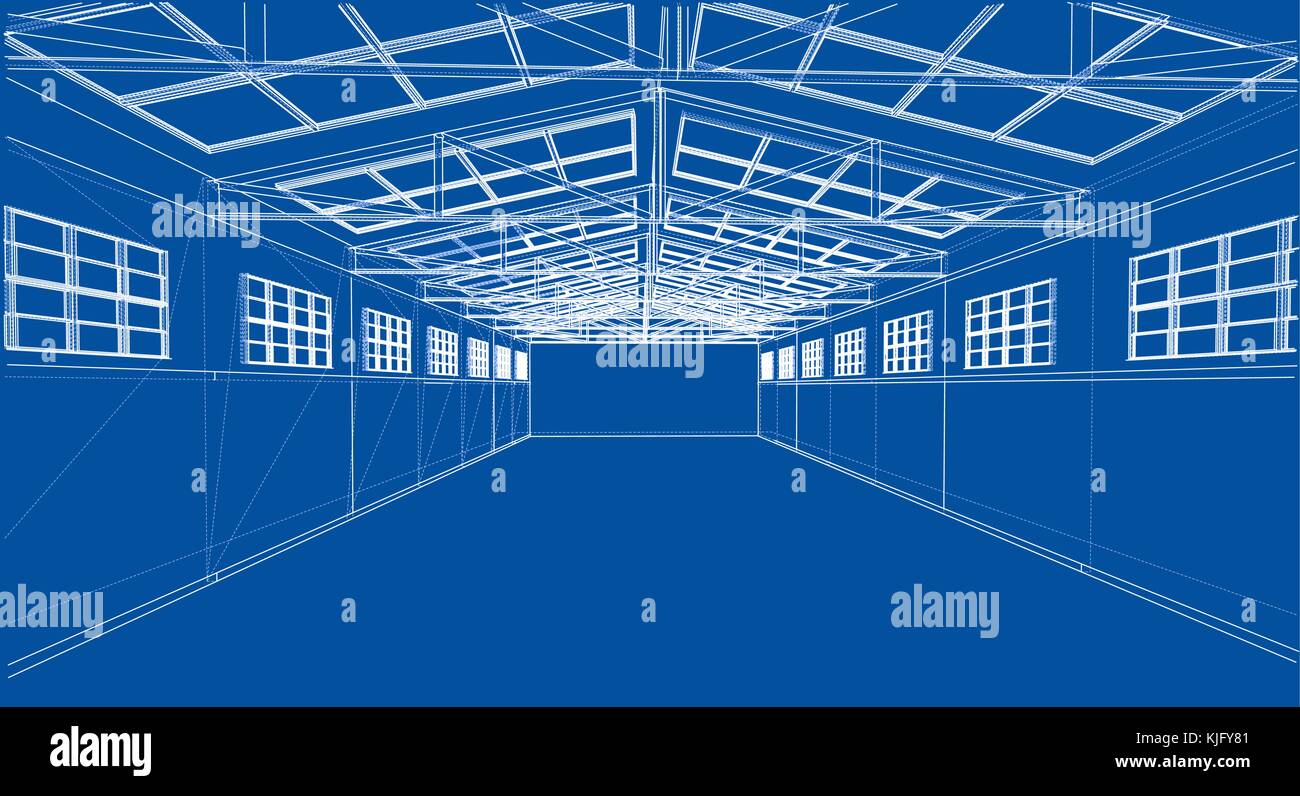 Warehouse sketch. Vector rendering of 3d Stock Vector Image & Art - Alamy