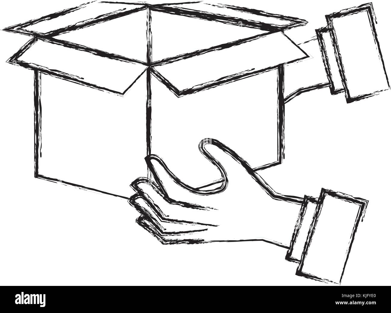 hands with carton box vector illustration design Stock Vector Image ...