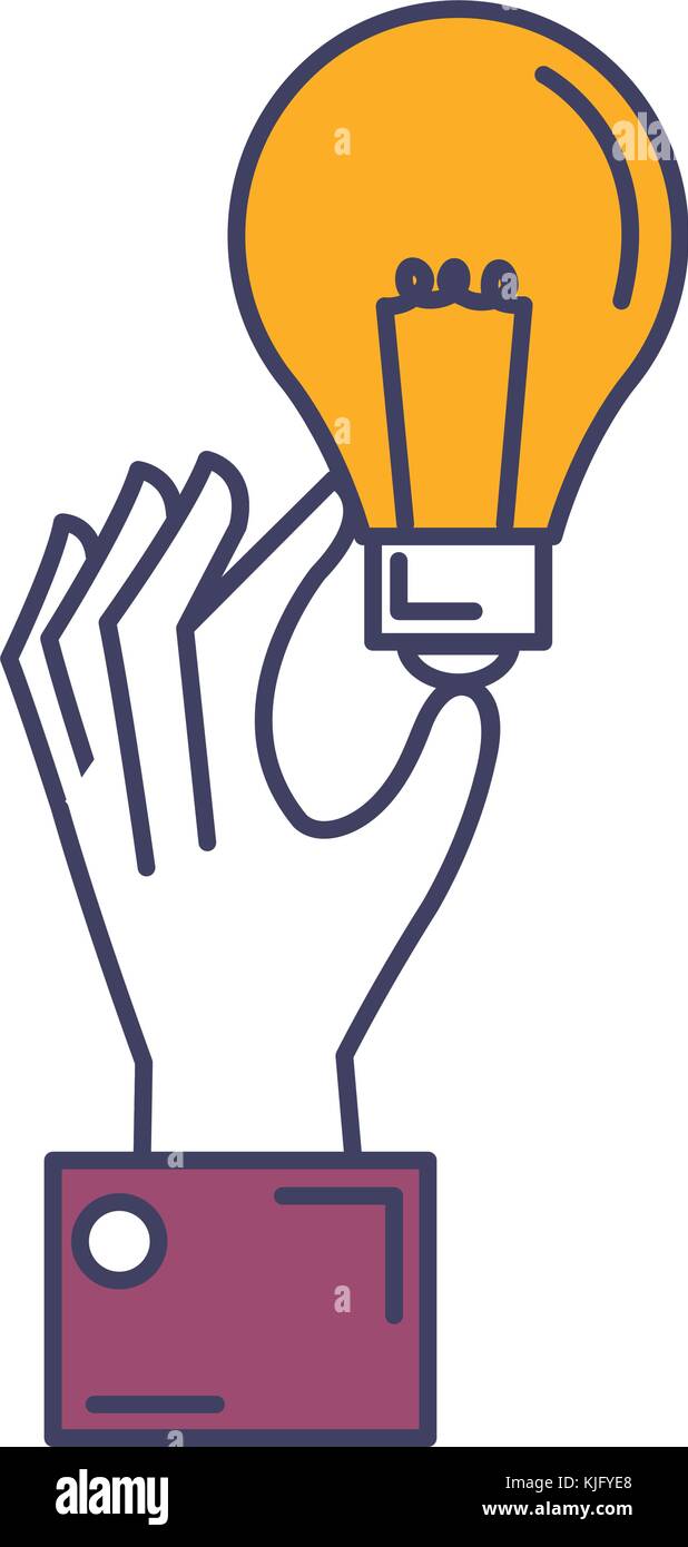hand human with bulb light vector illustration design Stock Vector ...