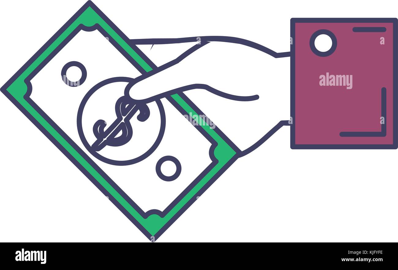 hand human with bill dollar money icon vector illustration design Stock ...