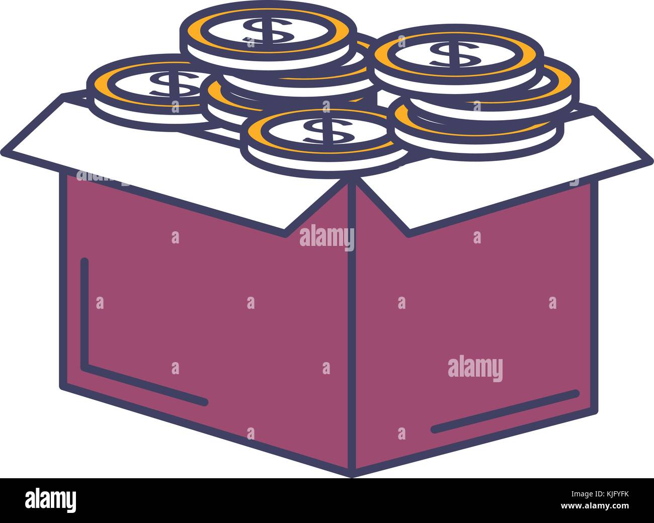 carton box with coins vector illustration design Stock Vector Image ...