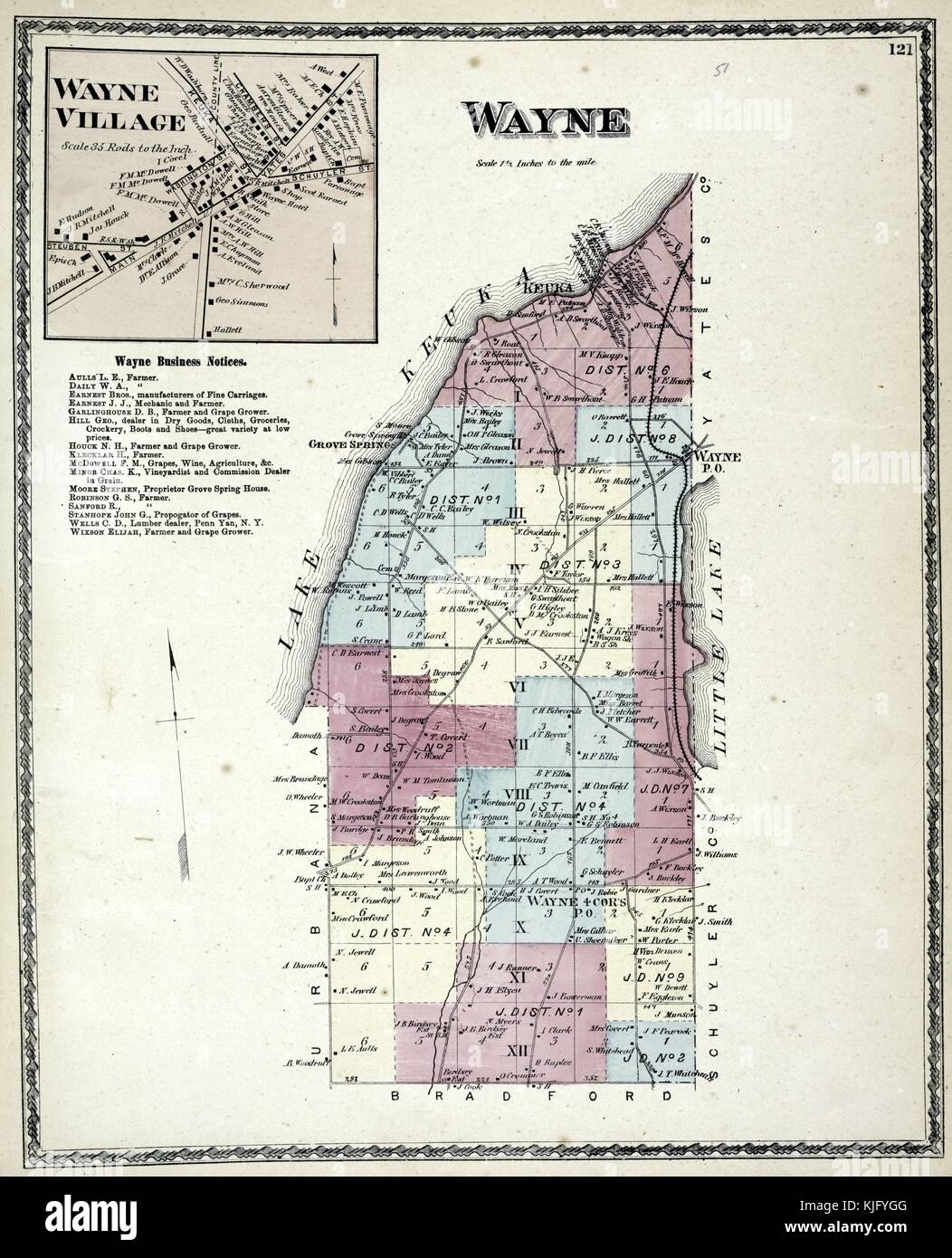 Engraved map image from an atlas, with original caption reading 'Wayne ...