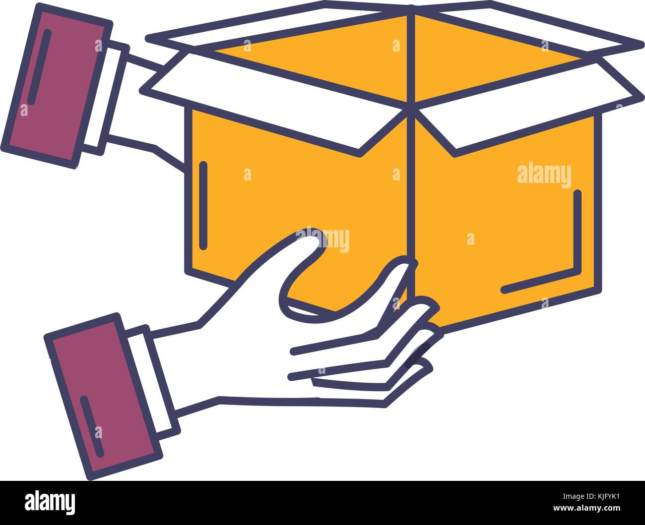 hands with carton box vector illustration design Stock Vector Image ...