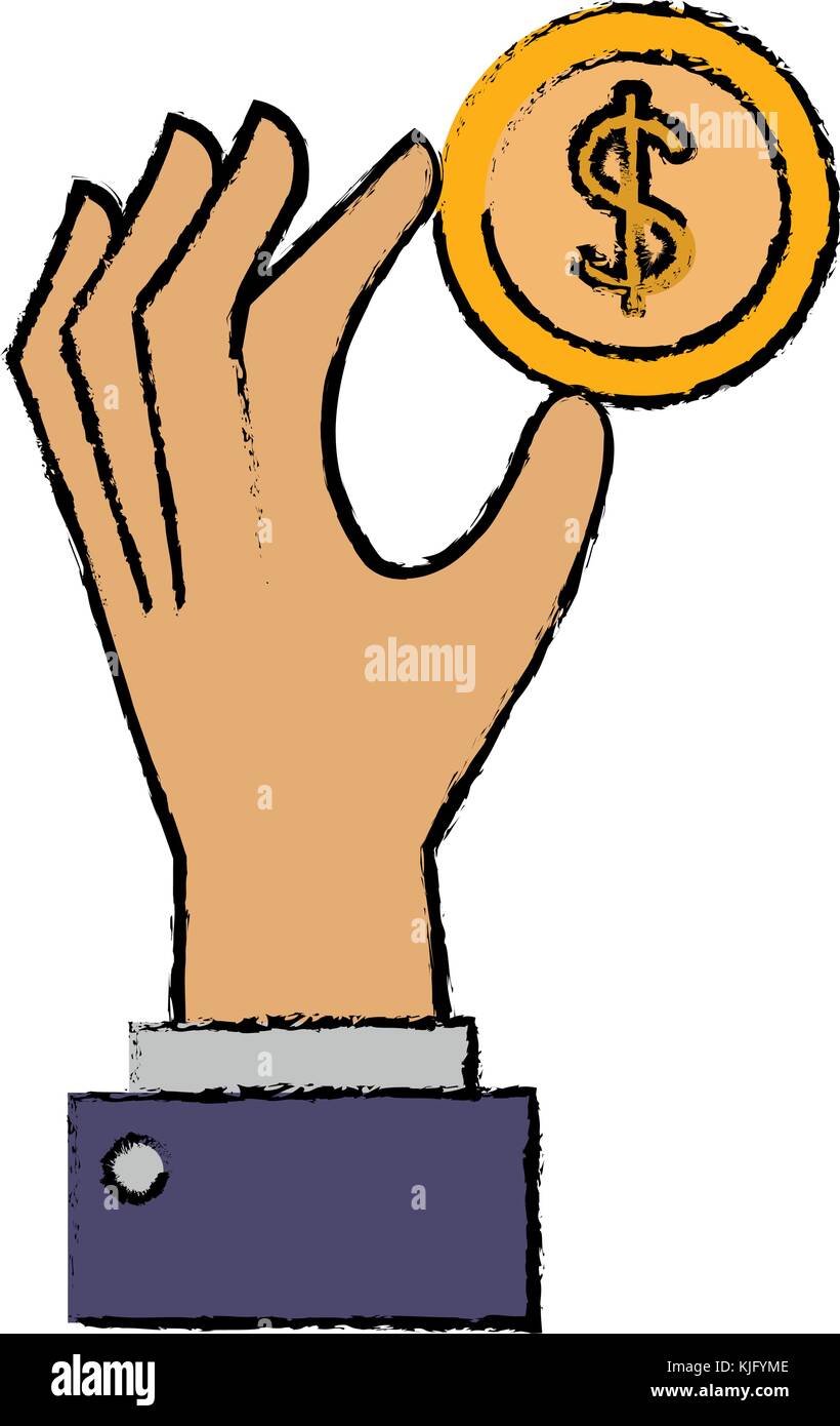 hand with coin money vector illustration design Stock Vector Image ...