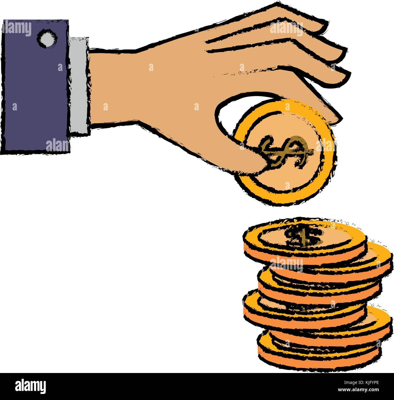 hand with coin money vector illustration design Stock Vector Image ...