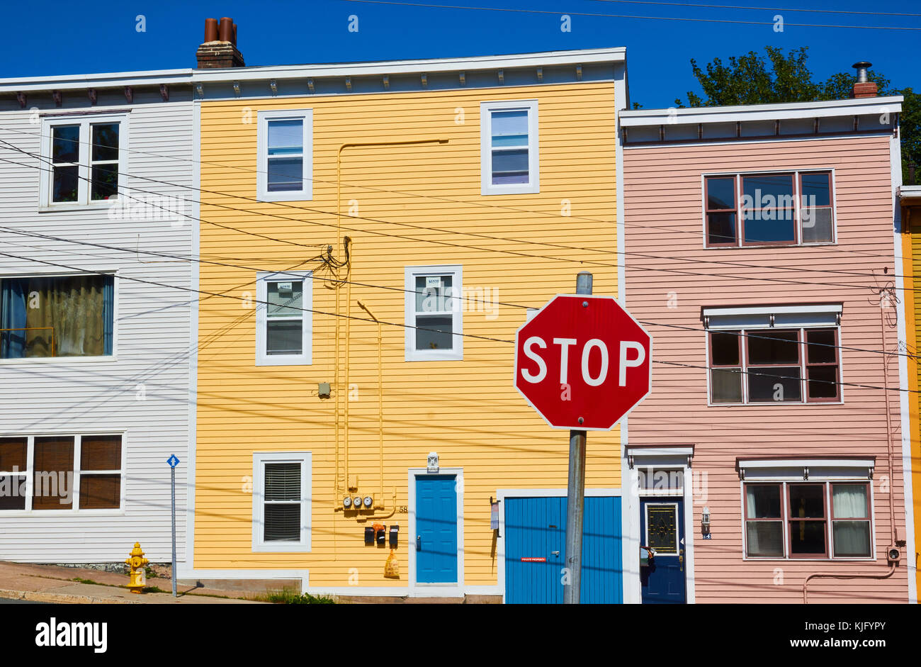 Colourful traditional houses, St John's, Avalon peninsula, Newfoundland ...
