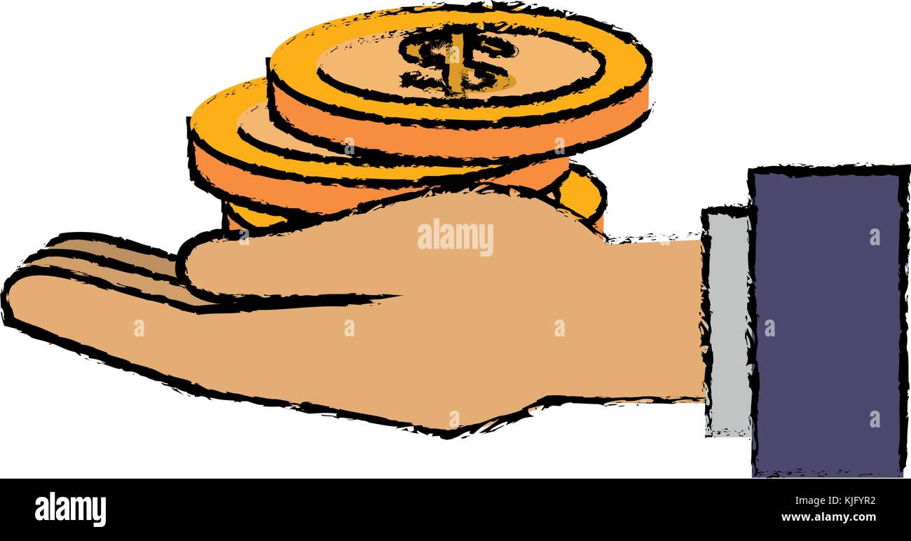 hand with coin money vector illustration design Stock Vector Image ...