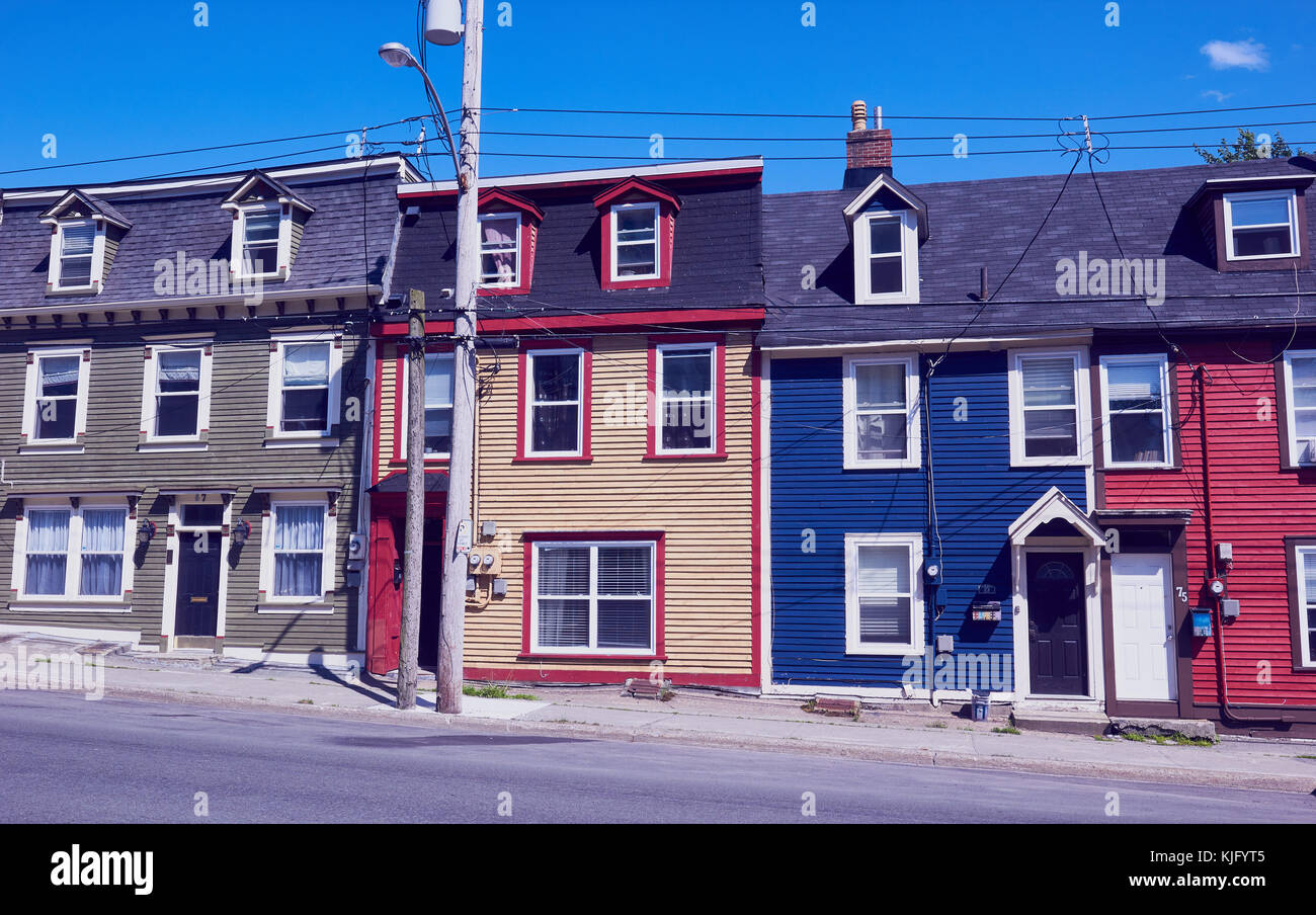 Colourful traditional houses, St John's, Avalon peninsula, Newfoundland ...