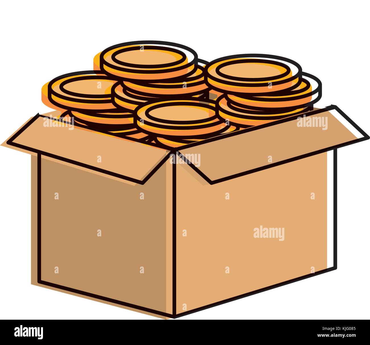 carton box with coins vector illustration design Stock Vector Image ...