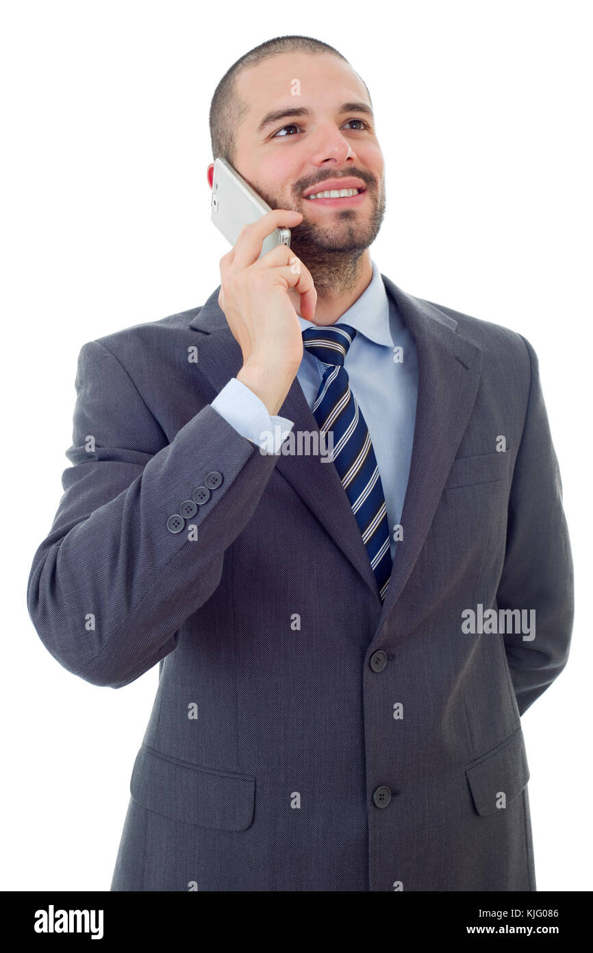 happy business man on the phone, isolated Stock Photo - Alamy